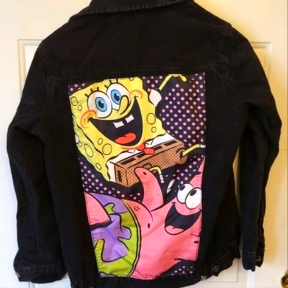 Nickelodeon | Jackets & Coats | Nickelodeon Retro Black Denim Spongebob ...